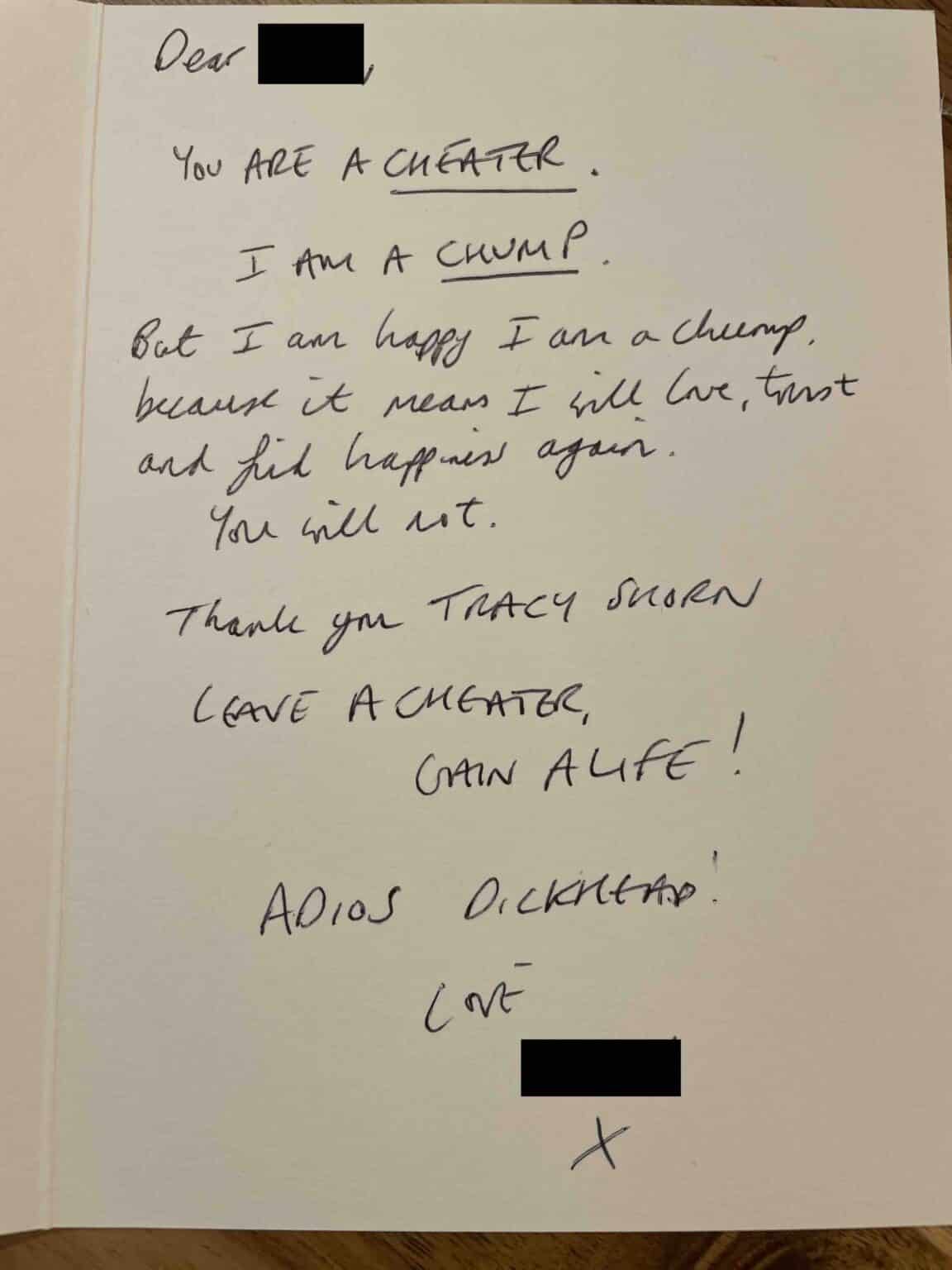 She Left Her Cheater a Goodbye Card - ChumpLady.com